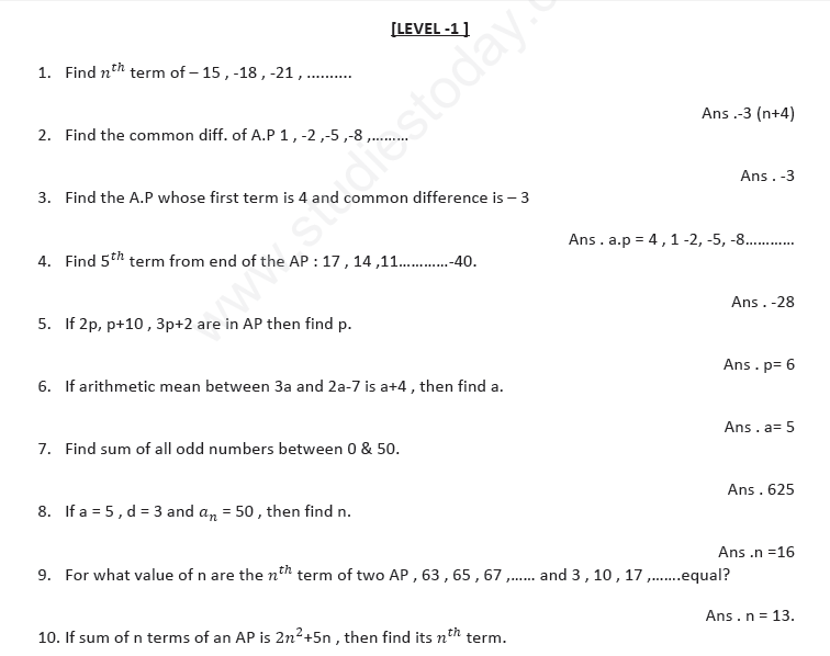 CBSE Class 10 Mathematics Arithmetic Progression Assignment Set H